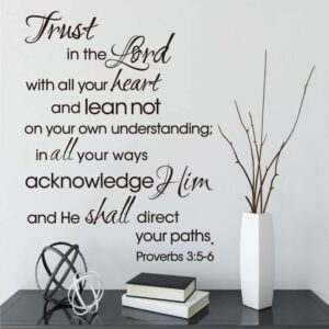 runtoo trust in the lord wall decals [extra large] bible verse inspirational quotes wall stickers for bedroom living room family lettering wall decor