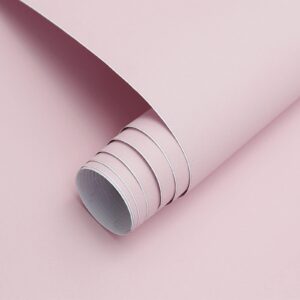 heloho solid light pink wallpaper matte textured wallpaper peel and stick wallpaper modern self adhesive removable wallpaper waterproof contact paper for living room bedroom decor 118"x15.7"