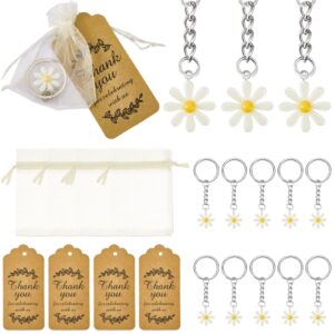 yinkin 24 set daisy party favors daisy keychain organza bags thank kraft tags daisy themed party decorations supplies for birthday bridal wedding return gifts