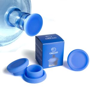 3 & 5 gallon water jug caps reusable - non-spill 55mm water bottle caps,silicone replacement cap lids anti splash 3 pack，leak free