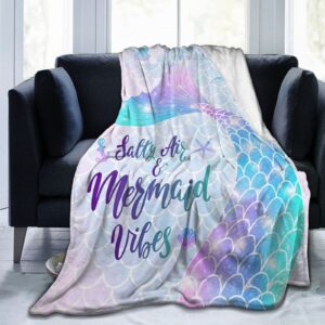 aidiyang mermaid blanket cute mermaid tail scales fuzzy soft cozy warm sherpa throw blanket for girls women for girls kids 60"x50"