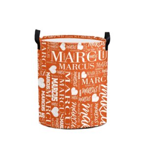 personalized storage basket custom laundry hamper dirty clothes basket collapsible laundry basket with handle for bathroom living room bedroom (dark orange)