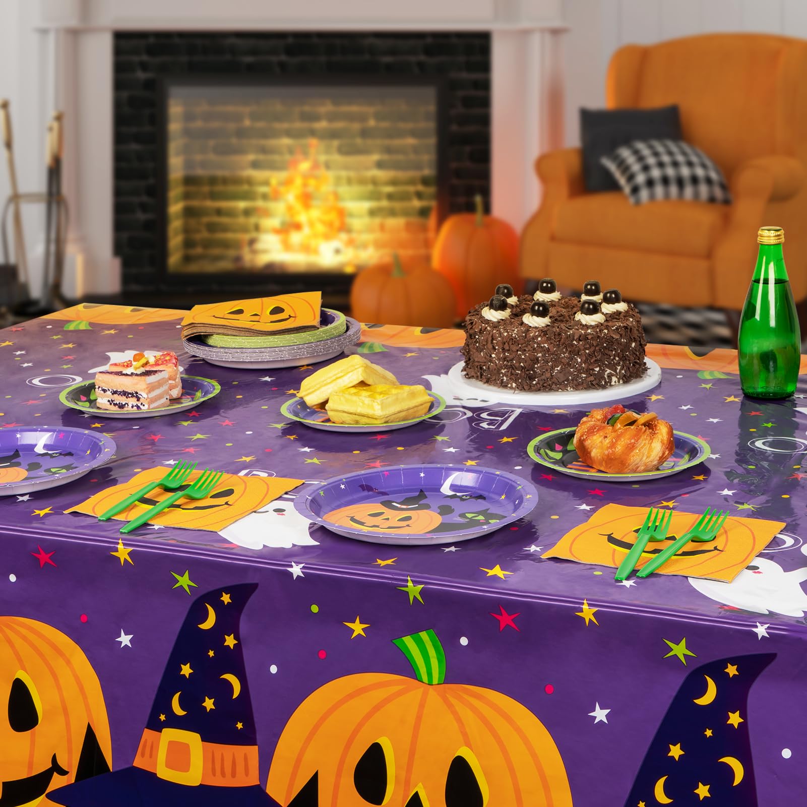 DECORLIFE 3 Pack Plastic Halloween Tablecloths, Disposable Waterproof Halloween Table Clothes for Halloween Party Decorations Indoor and Outdoor, Rectangle, 54 x 108 Inch