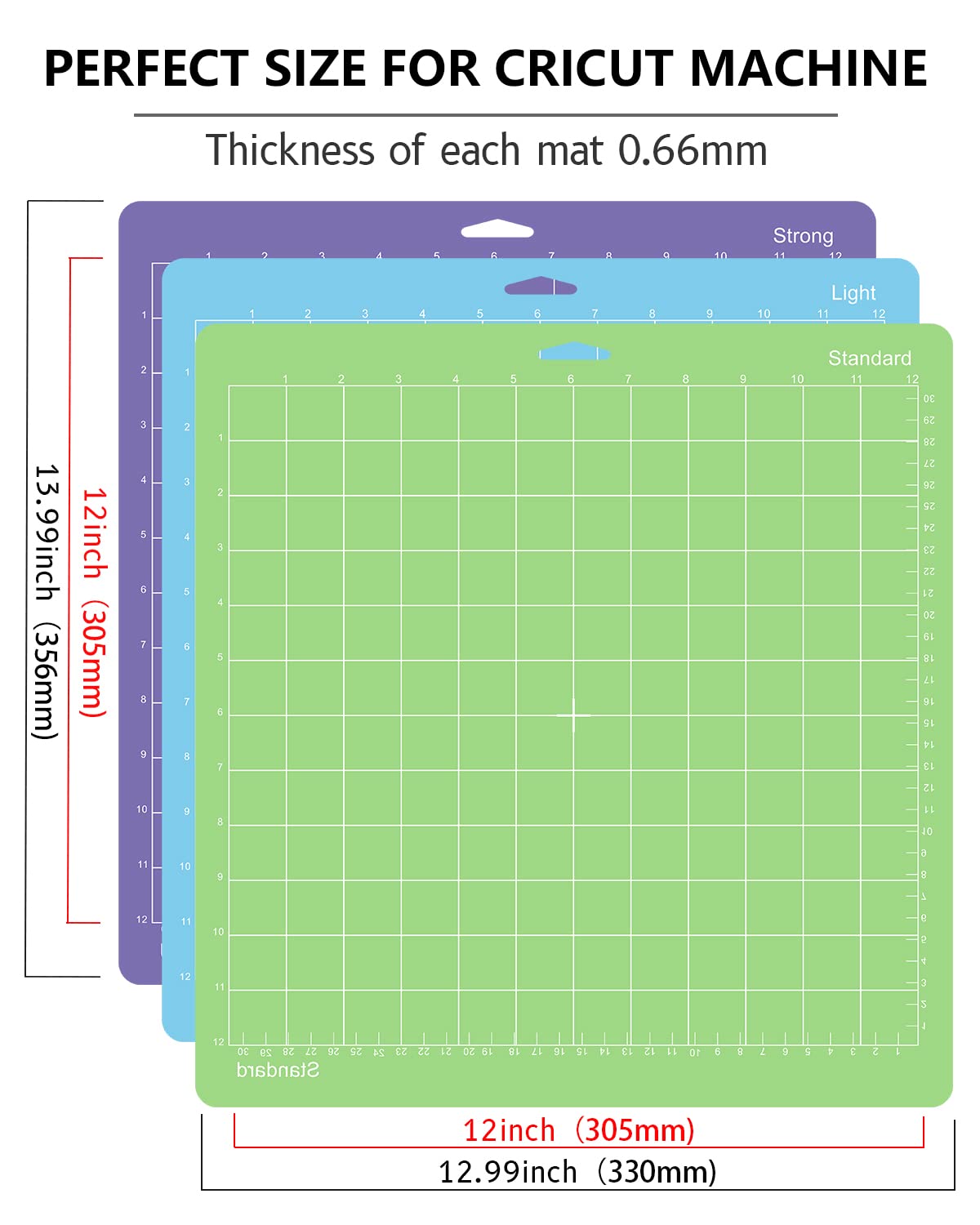 Gwybkq Cutting Mat 8 Packs for Cricut Explore One/Air/Air 2/Maker 12x12 Variety Grip Non-Slip Durable Mats Sticky (Light,Standard,Strong) Grip Replacement Accessories Card for Crafts