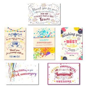 30 pack work anniversary cards business employee appreciation cards with envelopes thank you stickers greeting card bulk for business office 6 designs