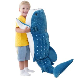 mukouxun 39inch whale shark stuffed animal giant whale shark plush pillow toy realistic big whale shark stuffed animals plush huge stuffed whales large