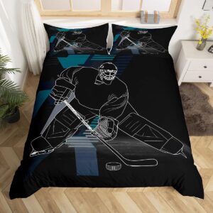 castle fairy ice hockey player duvet cover twin size,fashion ice sports comforter cover with 1 pillowcase for boys girls,creative geometry soft breathable bed cover room decor