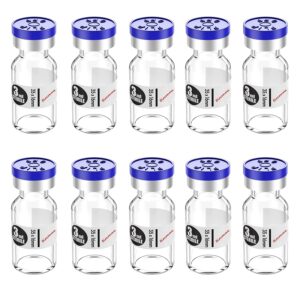 biocomma 3ml 10pcs sterile empty vial with plastic aluminum flip off caps，penicillin bottle 13mm crimp top sterile transparent borosilicate lab sample vial (transparent)