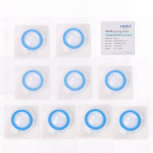 cobetter 10 pcs/pk sterile syringe filter double-layer hydrophilic pvdf membrane 0.2μm lab filters 13mm diameter individually packed, blue