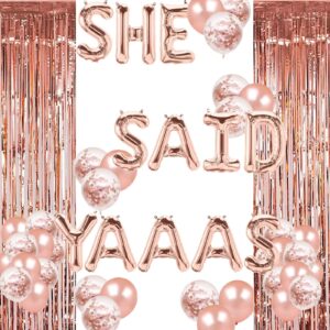 she said yaaas balloons rose gold she said okurrr bachelorette party banner bride to be/we are engaged/bridal shower/just married/hen party/engagement themed wedding party supplies decorations