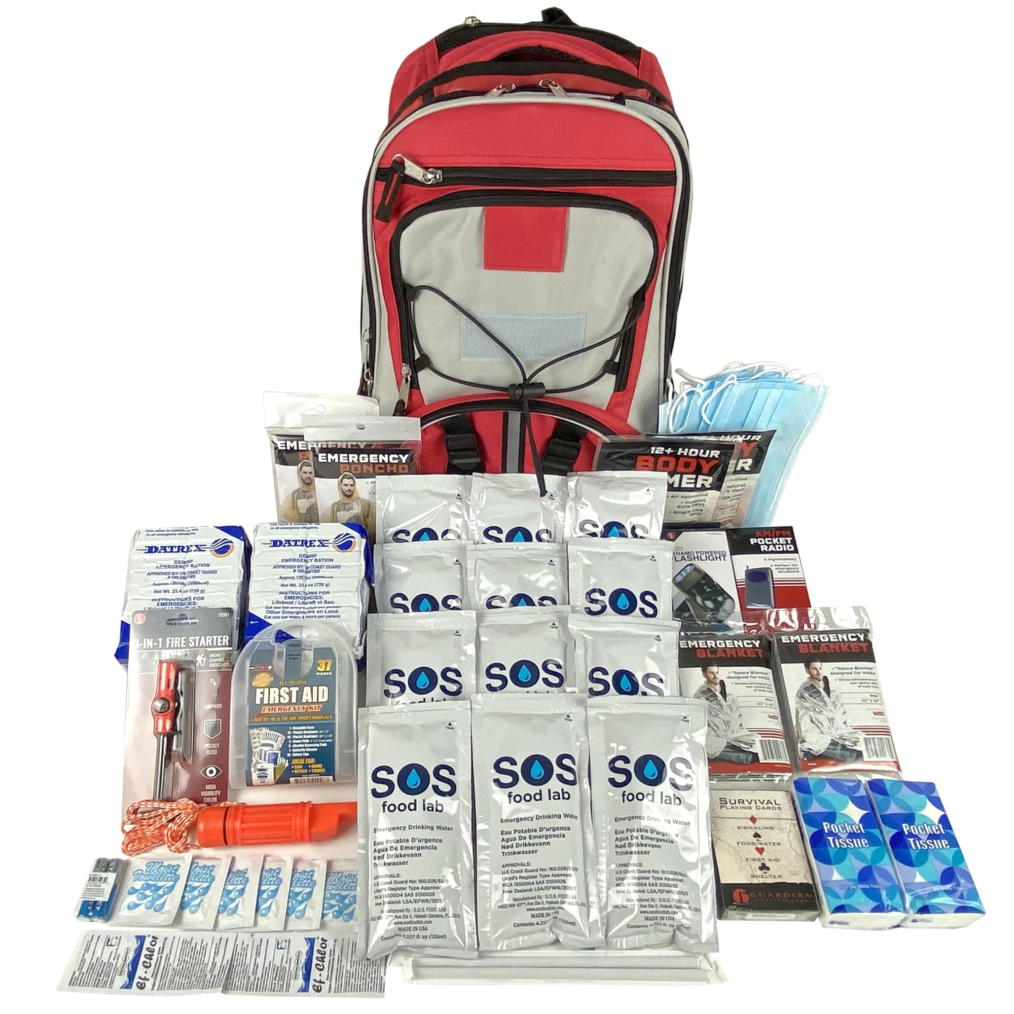 72 Hour Emergency Kit - 2-Person, 3 Day Backpack, First Aid Kit, Survival Blanket, Emergency Food, Emergency Water Portable Disaster Preparedness Go-Bag for Earthquake, Fire, Flood