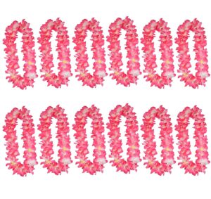 thicken 41 inch pink hawaiian leis for graduation party, dance party, photo prop in outdoors (12 pcs)