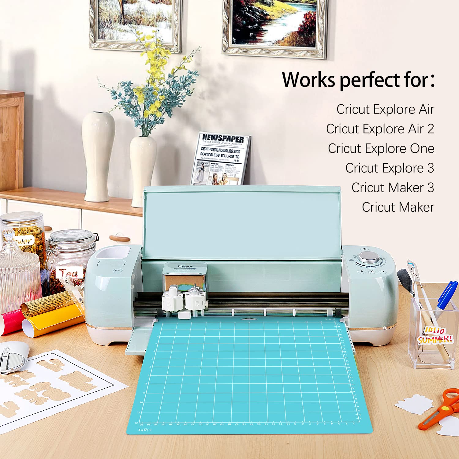 Gwybkq Cutting Mat 8 Packs for Cricut Explore One/Air/Air 2/Maker 12x12 Variety Grip Non-Slip Durable Mats Sticky (Light,Standard,Strong) Grip Replacement Accessories Card for Crafts