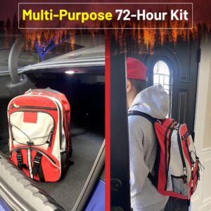 72 Hour Emergency Kit - 2-Person, 3 Day Backpack, First Aid Kit, Survival Blanket, Emergency Food, Emergency Water Portable Disaster Preparedness Go-Bag for Earthquake, Fire, Flood