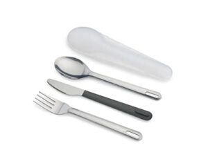 joseph joseph goeat™ stainless-steel travel cutlery utensil set - knife, fork & spoon, green