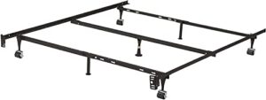 kings brand furniture 7-leg heavy duty metal queen size bed frame with center support legs, black