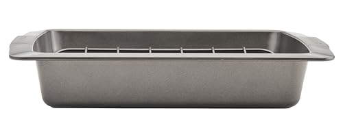 Farberware Bakeware Nonstick Roasting Pan/Roaster with U-Rack, 14.75 Inch x 10.75 Inch - Gray