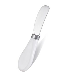 butter spreader knife, stainless steel spreader knife with white porcelain handle for cutting butter cheese and jam, 1 pc