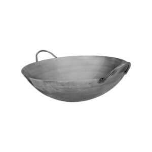 dbm imports 30" carbon steel cantonese style wok pan gourmet chef frying pan, double handle