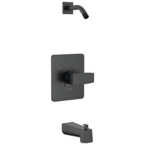 delta faucet modern matte black tub shower faucet set, matte black shower trim kit, shower fixtures, bathtub faucet set, matte black t14467-bllhd-pp (shower head and valve not included)