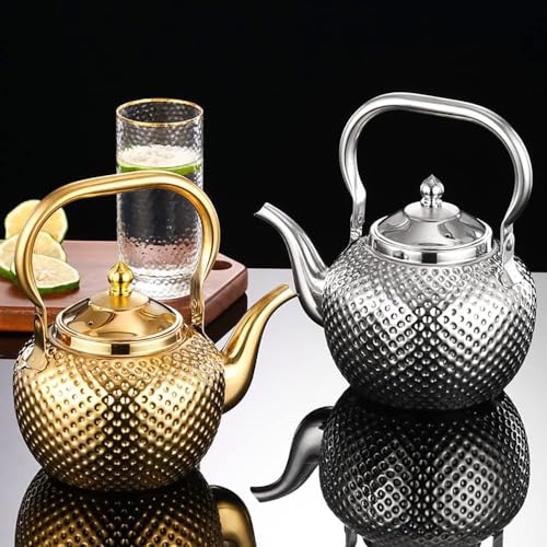 SANQIAHOME 2000ml teapot with Infuser stainless steel Water Boilers lifting handle Tea Maker Water Kettle for Induction/Gas gold