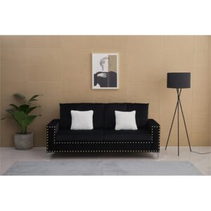 kingway furniture armeni velvet living room sofa in black