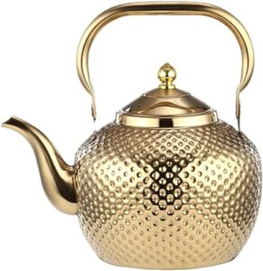 sanqiahome 2000ml teapot with infuser stainless steel water boilers lifting handle tea maker water kettle for induction/gas gold