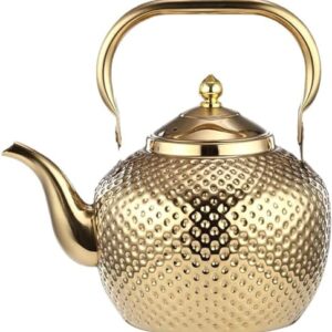 SANQIAHOME 2000ml teapot with Infuser stainless steel Water Boilers lifting handle Tea Maker Water Kettle for Induction/Gas gold