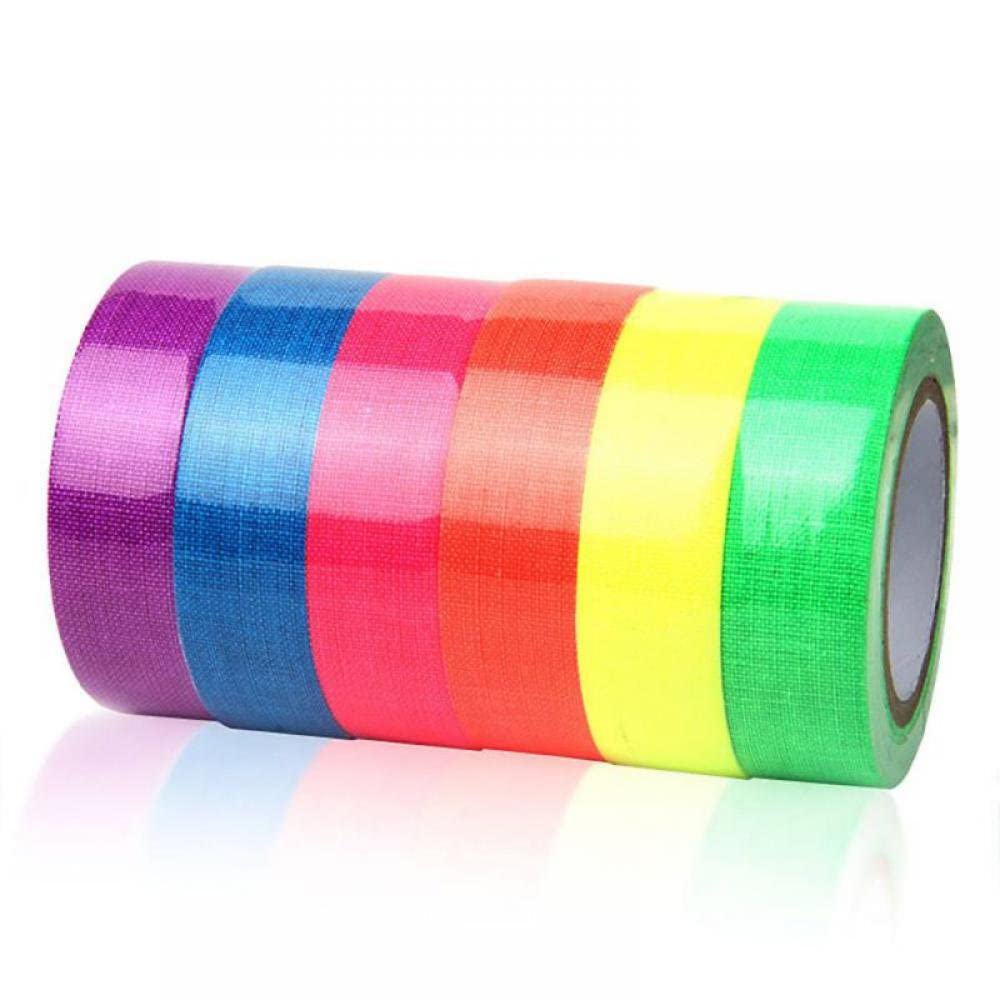 Tonsiv Adhesive Black Light Tape Sets, 6 Colors Neon Gaffer Cloth Tape, Fluorescent UV Blacklight Glow in The Dark Tape for UV Party (0.6 inch x 16.5 feet)