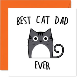 birthday cards for dad from the cat - best cat dad papa ever - cat birthday card from cat for dad, funny cat dad papa gifts, 5.7 x 5.7 inch joke happy father's day greeting cards gift for daddy papa