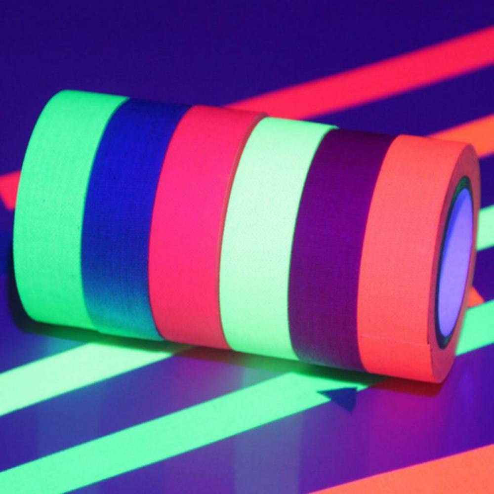 Tonsiv Adhesive Black Light Tape Sets, 6 Colors Neon Gaffer Cloth Tape, Fluorescent UV Blacklight Glow in The Dark Tape for UV Party (0.6 inch x 16.5 feet)