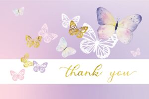 gooji 4x6 purple butterfly thank you cards multipack with envelopes bulk 20-pack peel-and-seal envelopes, birthday party, baby shower, bridal shower, weddings, small business