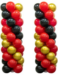 moxmay red black and gold balloons for column stand, 100 pcs 12 inch tower balloons for wedding baby shower birthday bachelorette engagement anniversary graduation party (balloons only)