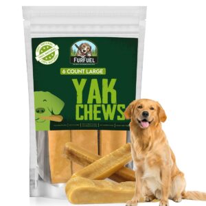 furfuel yak cheese himalayan dog chews, (6 counts large) long-lasting treats for large & medium breeds yak chews made with pure natural ingredients, perfect dog chews for aggressive chewers