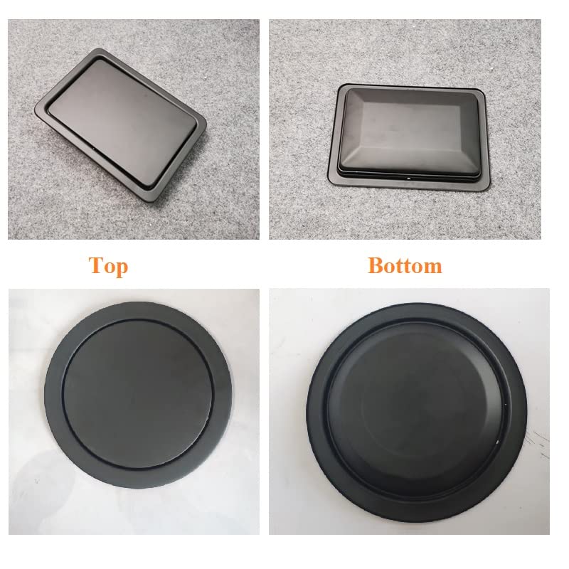 Round Rectangle Flush Flip-top Swing Cover Lid Trash Waste Chute Kitchen Bath Benchtop Countertop Grommet Matte Black (S227)