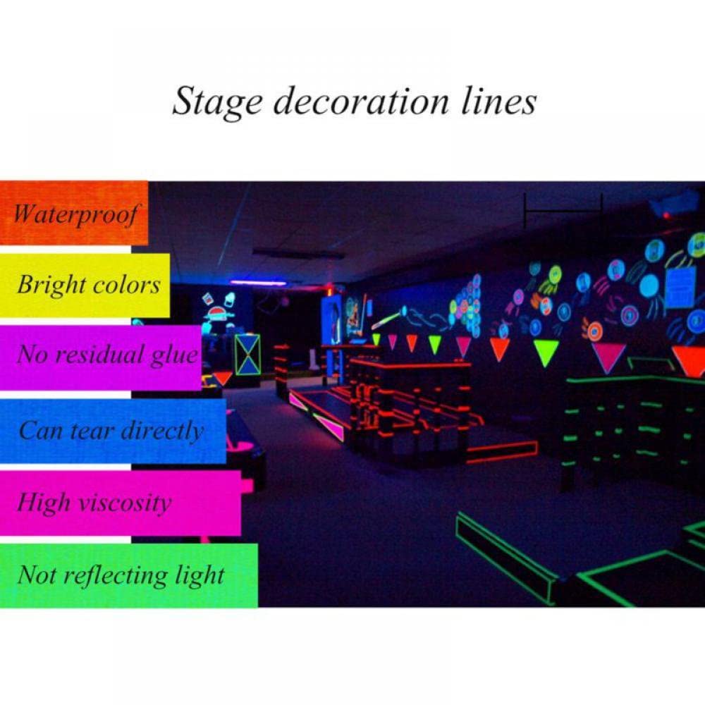 Tonsiv Adhesive Black Light Tape Sets, 6 Colors Neon Gaffer Cloth Tape, Fluorescent UV Blacklight Glow in The Dark Tape for UV Party (0.6 inch x 16.5 feet)