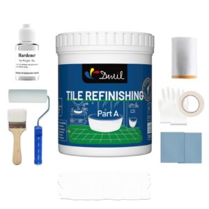 dwil tub paint tub and tile refinishing kit - water based&low odor bathtub paint white with tools, tile paint easy cover sink paint tub paint, bathroom tile paint kit semi-gloss white 1kg/50-55sq.ft