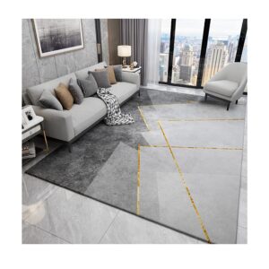 shnosu modern abstract geometric area rug 8' x 10', non-shedding grey floor carpet for living room,bedroom,dining room