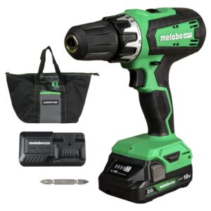 metabo hpt 18v multivolt power drill driver | 1/2-inch keyless | cordless | 1-2.0ah li-ion battery w/fuel gauge | 470 in-lbs of torque | 22+1 stage clutch | lifetime tool warranty | ds18dfx