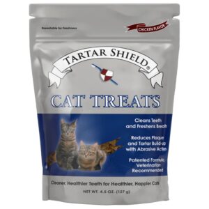 tartar shield cat treats | daily dental treats | cleans teeth & gums fresh breath natural oral health support | wholesome & all-natural bites | usa made | tasty chicken flavor