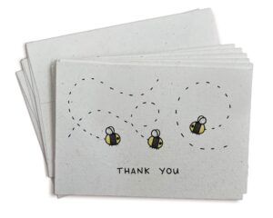 sugartown greetings fuzzy buzzy bee thank you cards - 24 bee thank you cards with envelopes - blank bee note cards for birthday party, baby shower, summer bbq