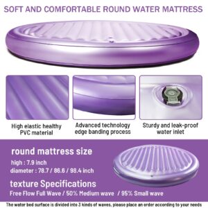 Round Waterbed Mattress - Soft & Comfortable Softside Waterbed Mattress Strong Bearing Waterbed Insert Mattress Suitable for Elderly,Adults,Children (78.7inch, Free Flow Full Wave)