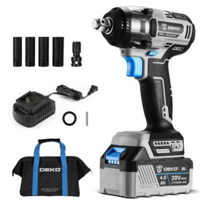 dekopro impact wrench cordless impact wrench 1/2 inch impact driver brushless motor impact gun high torque 295 ft lbs (400n.m) with 4.0a li-ion battery and fast charger