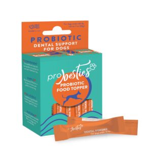 probesties complete dental care for dogs (sm), probiotic food topper dental powder for dogs - bad breath treatment for dogs - dog breath freshener & perio support - dog bad breath eliminator