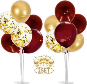 graduation decorations maroon gold 2024/burgundy gold gaduation party decorations/burgundy gold balloons fsu asu/burgundy birthday decorations fall/2 sets table centerpiece balloon stand kits