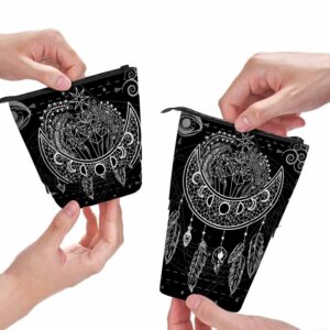 swono moon dreamcatcher colored pencil case flowers crystals stars arrows feathers boho chic style standing pencil case pencil holder pencil pouch cosmetics pouch makeup office bag black white