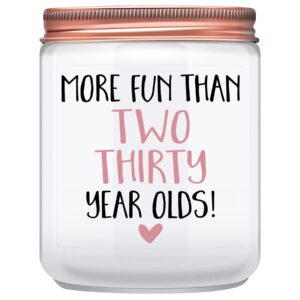 60th birthday gifts for women, men- funny happy 60th bday gift ideas- turning 60 year old birthday present for best friends, wife, mom, dad, sister, grandma- lavender candles