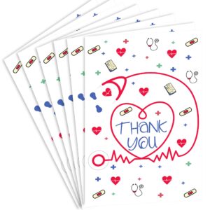 prime greetings 6 pack thank you cards for healthcare, nurse, doctor, made in america, eco-friendly, thick card stock with premium envelope 5in x 7.75in, packaged in protective mailer