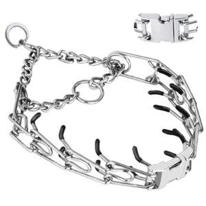 prong pinch collar for dogs, adjustable training collar with quick release buckle for small medium large dogs(packed with two extra links) (m/l(18-23" neck, 3.00mm))