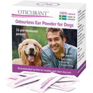 oticurant pet ear powder for dogs | no more itching, scratching or bad smell | reduces waxy build up | no cleaning solution drops or wash needed | 26 easy-dose packets